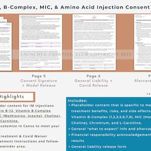 Vitamin B Complex B12 MIC Injection Consent Form Template | B12 Shot ...