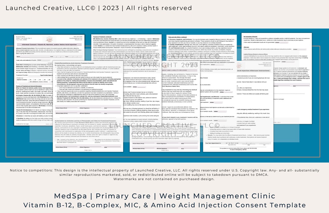 Vitamin B Complex B12 MIC Injection Consent Form Template | B12 Shot ...