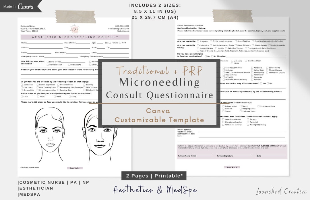 Microneedling PRP Consult Questionnaire | Microneedle PRP Skinpen ...