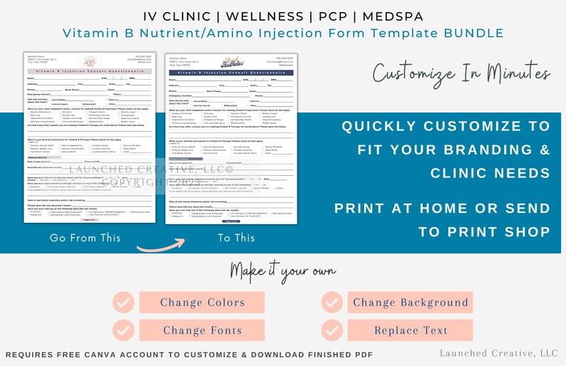 Vitamin B Complex B12 MIC Template BUNDLE Consent Consult Treatment ...