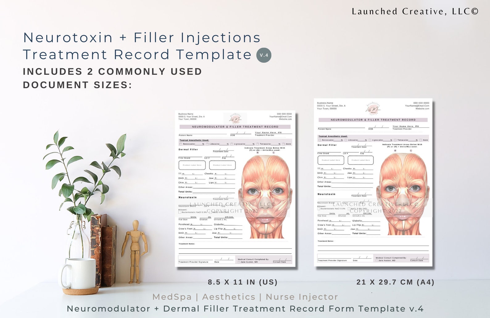 Filler Neurotoxin Injection Treatment Record Form Template Aesthetic ...