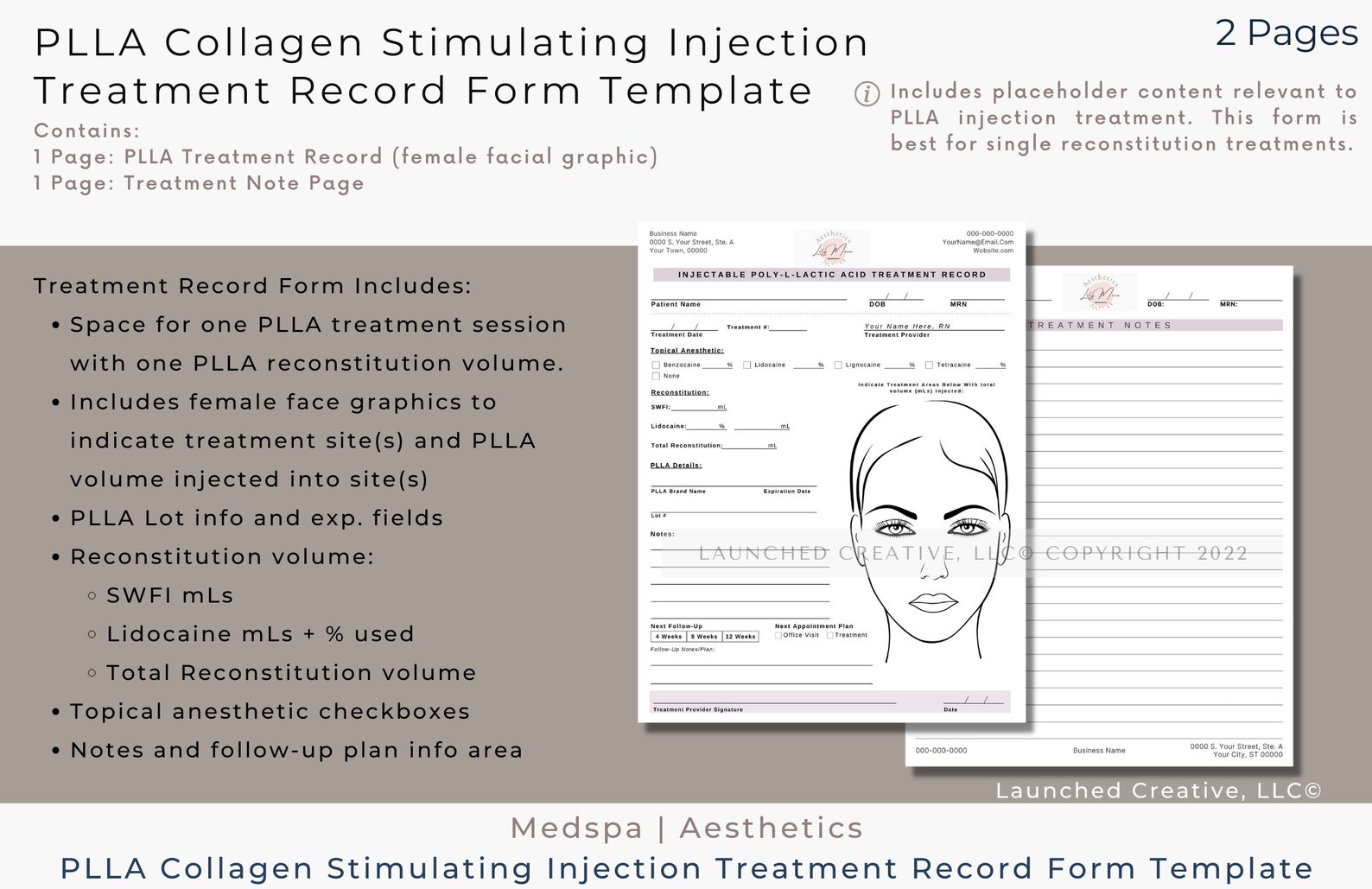 PLLA Sculptra® Collagen Stimulating Injection Treatment Record Form V1 ...
