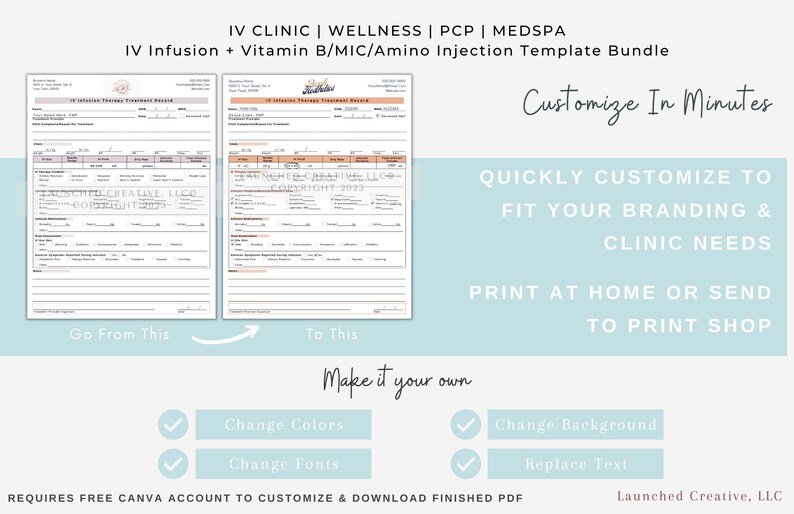 IV Therapy B Complex Form Template Bundle | IV Fluids B Mic Consult ...