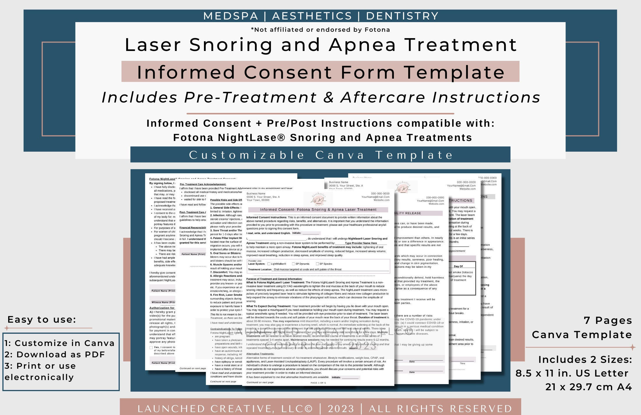 Laser Snoring Apnea Treatment Consent Form Template | Fotona Nightlase ...