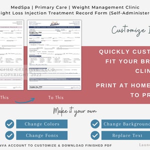 Weight Loss Injection Treatment Record Form Template V2 | Semaglutide ...