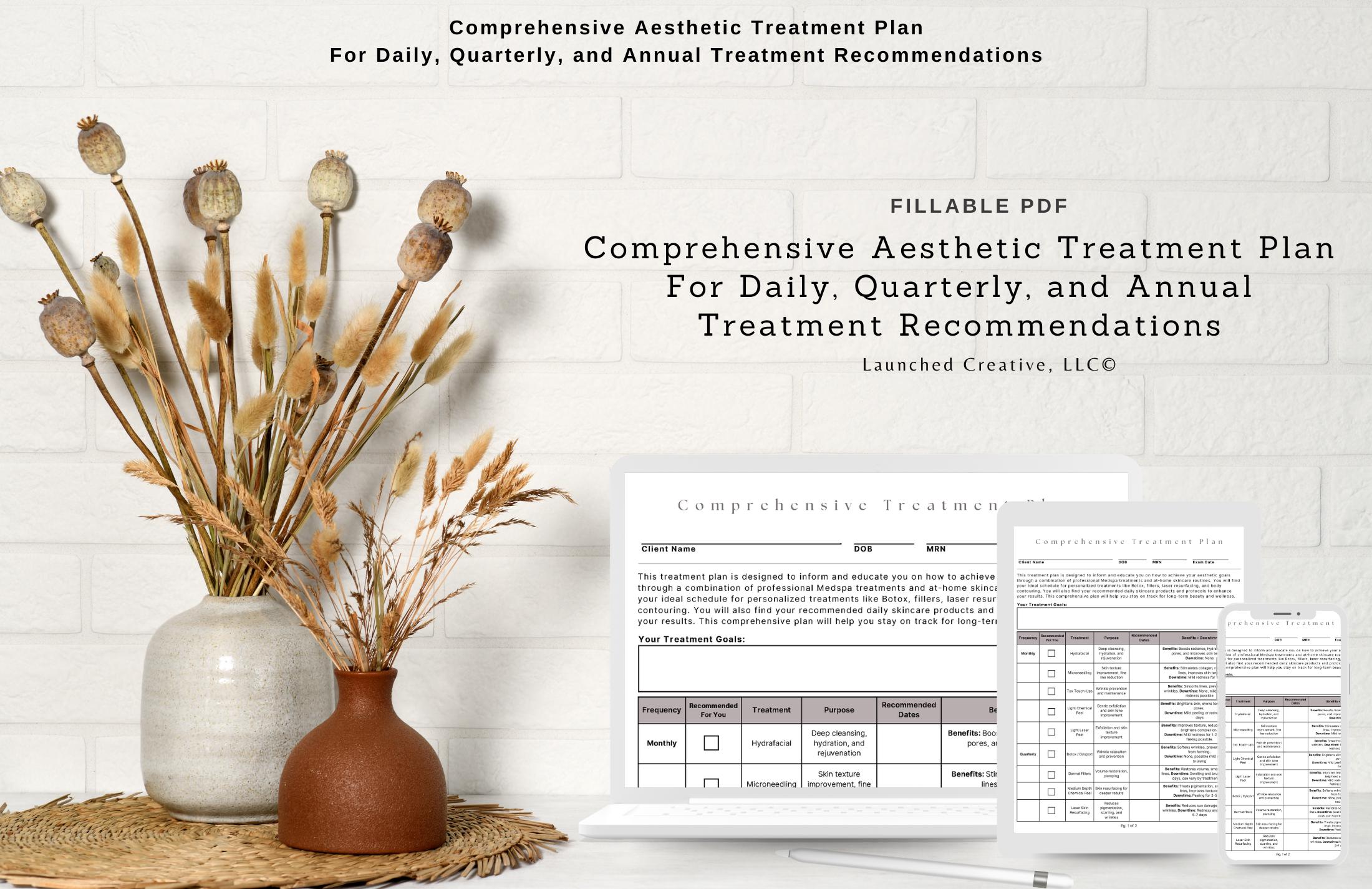 Aesthetic Treatment Plan Fillable PDF | Daily Monthly Annual Client ...