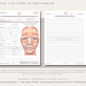 Filler Neurotoxin Injection Treatment Record Form Template | Aesthetic ...