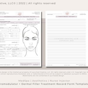 Filler Neurotoxin Injection Treatment Record Form Template | Aesthetic ...