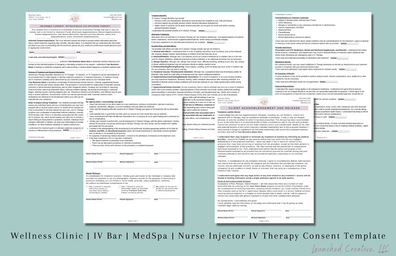 IV Infusion Therapy Consent Form Template IV Fluid Therapy - Etsy