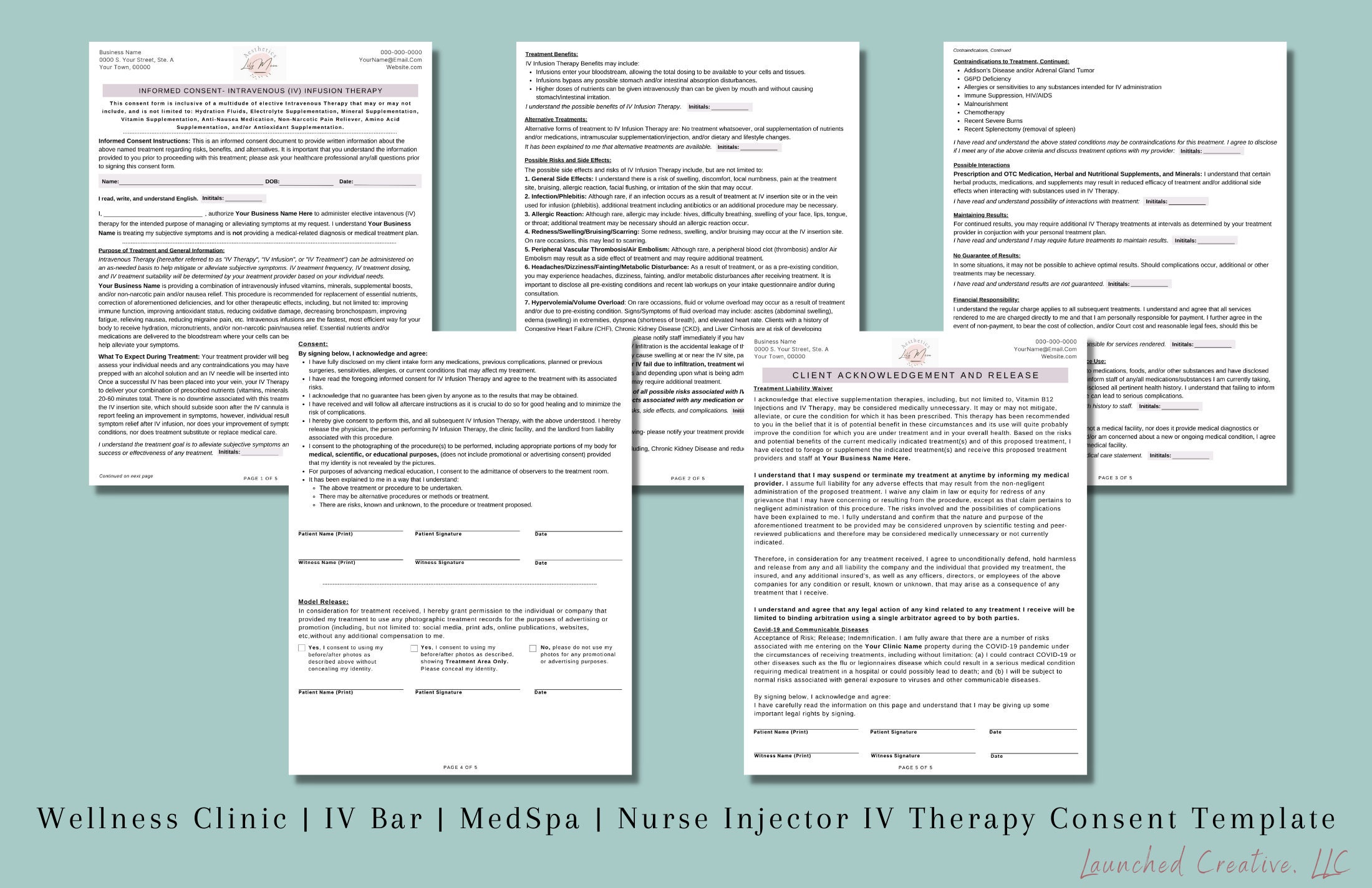 IV Infusion Therapy Consent Form Template IV Fluid Therapy | Etsy UK