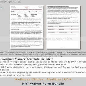 HRT Waiver Form Bundle TRT Prostate Cancer Waiver Mammogram Waiver PAP ...