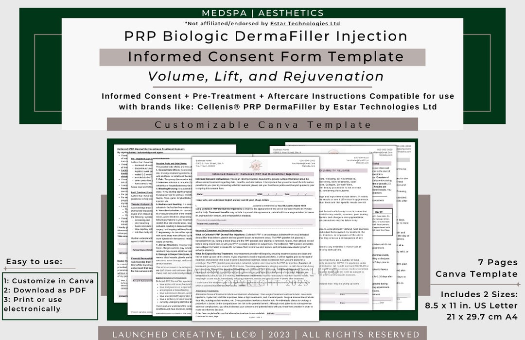 Cellenis PRP Dermafiller Consent Form | Cellenis Biologic PRP Filler ...