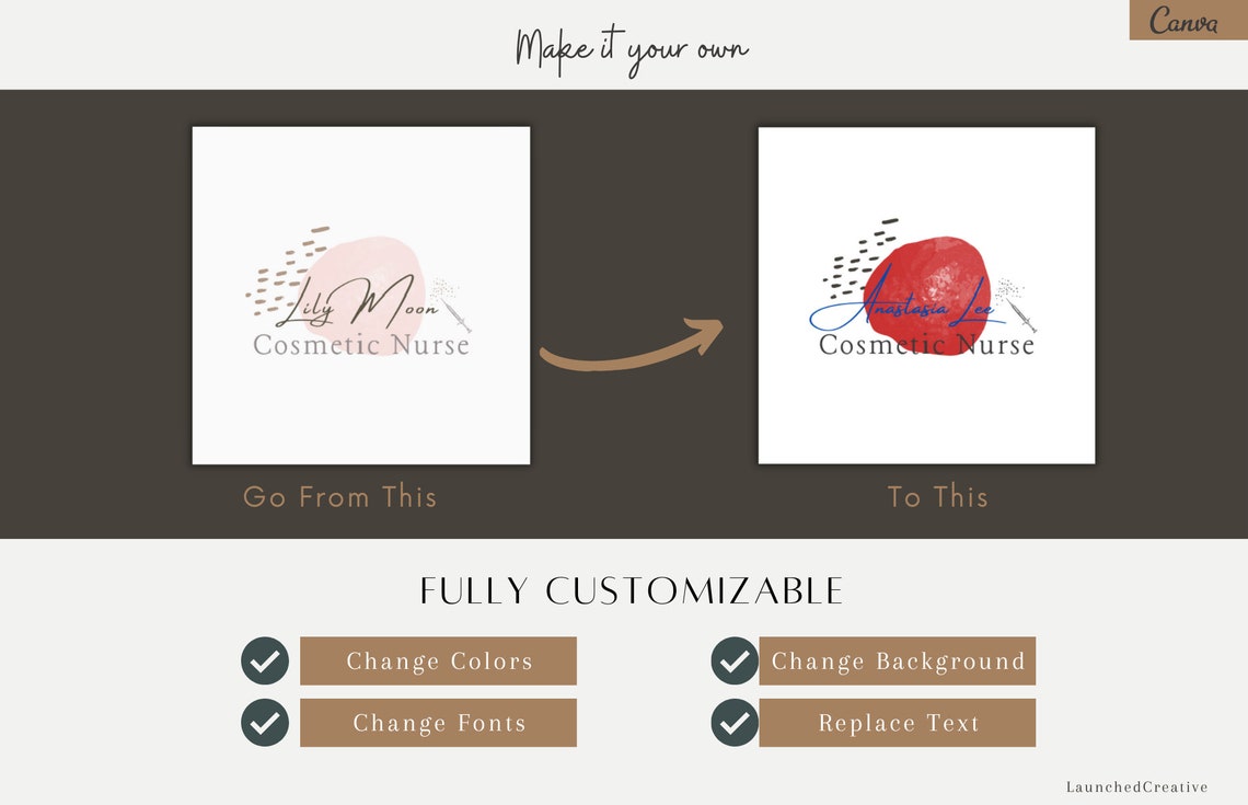 Nurse Injector Premade Logo | Medspa Boho Logo Kit | Pink Logo Template ...