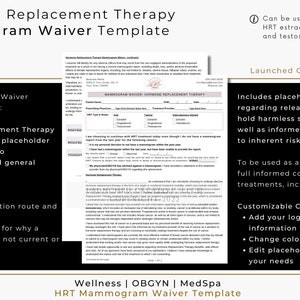 Hormone Replacement Therapy Mammogram Waiver Form | HRT Pellet Waiver ...