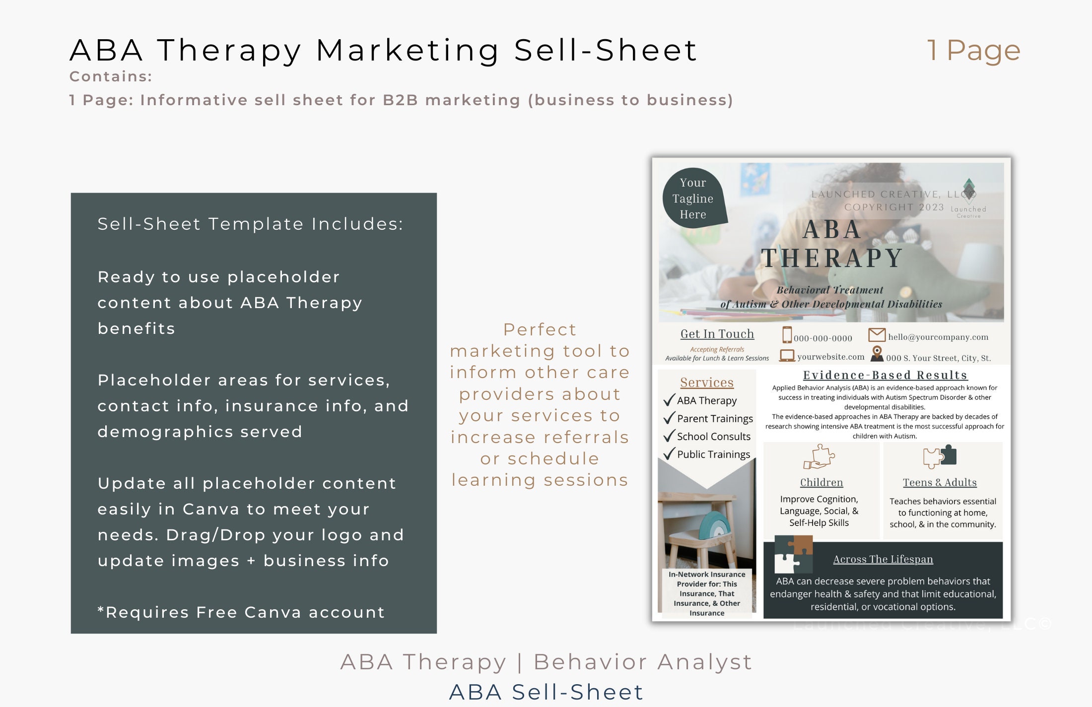 ABA Therapy Services Flyer Template | Canva - Etsy