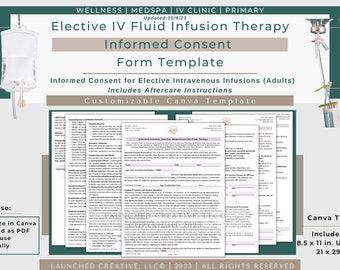 IV Infusion Intake Consult Questionnaire Form Template IV Fluid Therapy ...