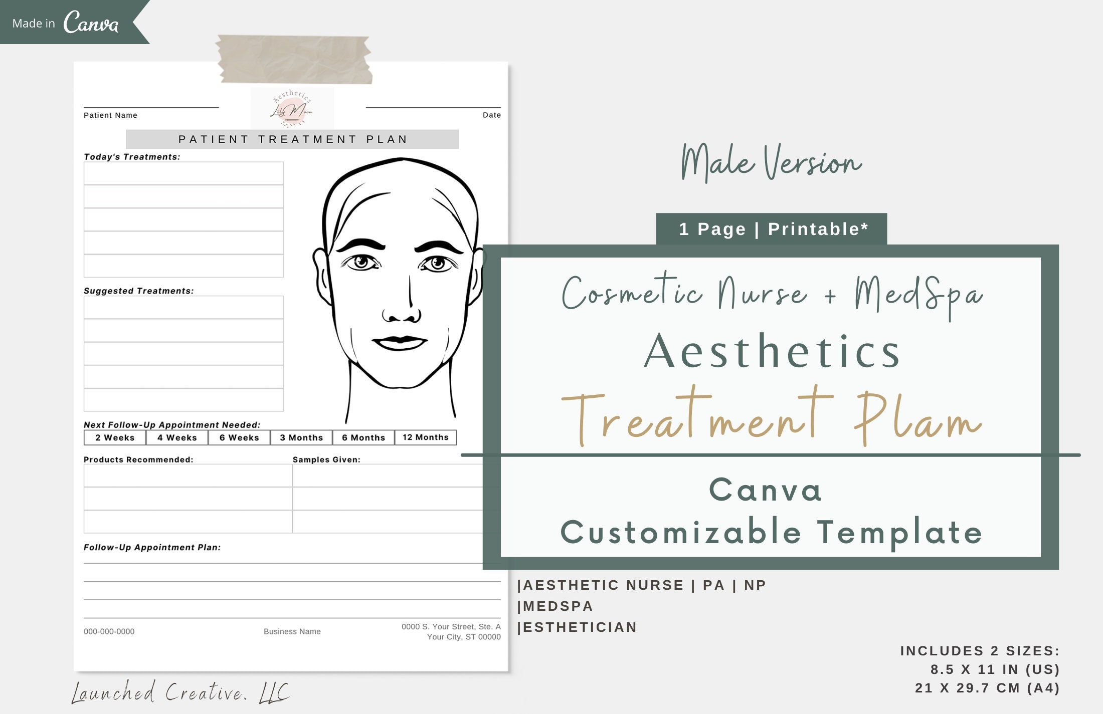 Filler Botox Male Treatment Plan Form Aesthetics Medspa Nurse Injector ...