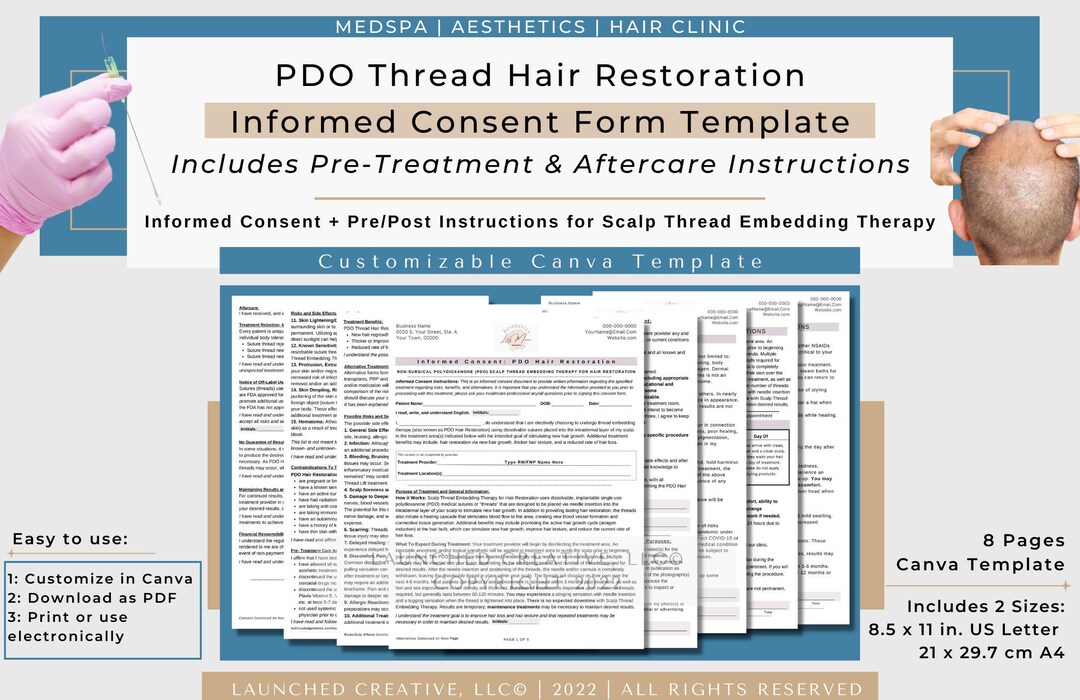 PDO Thread Hair Restoration Consent | Scalp Thread Embedding Therapy ...