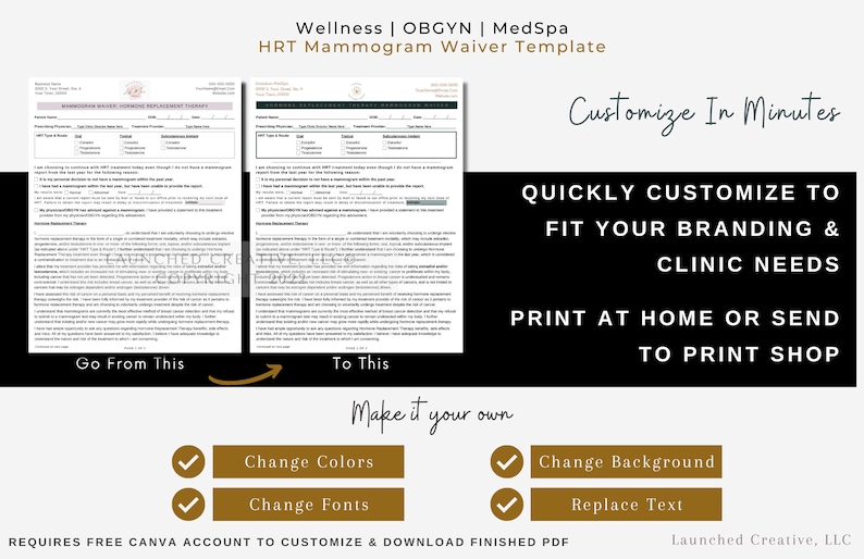 Hormone Replacement Therapy Mammogram Waiver Form | HRT Pellet Waiver ...