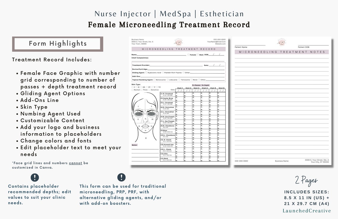 Microneedling Form Bundle Microneedle Consult Microneedle - Etsy