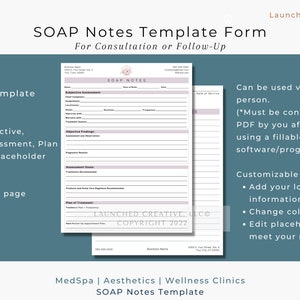 SOAP Note Template | Aesthetic Medspa Esthetician SOAP Note ...