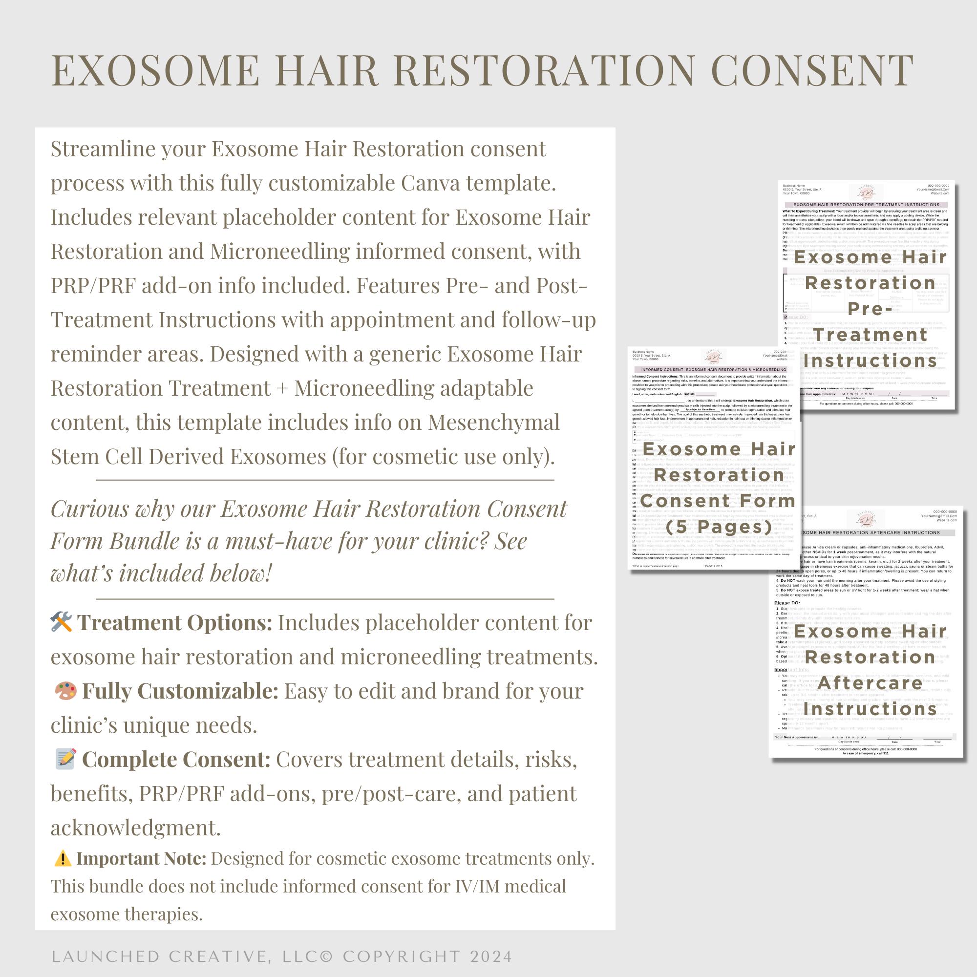 Exosome Hair Restoration Consent | Exosome Hair Scalp Microneedling PRP ...