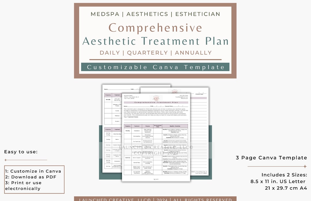 Aesthetic Treatment Plan Template Customizable Client Treatment Tracker ...