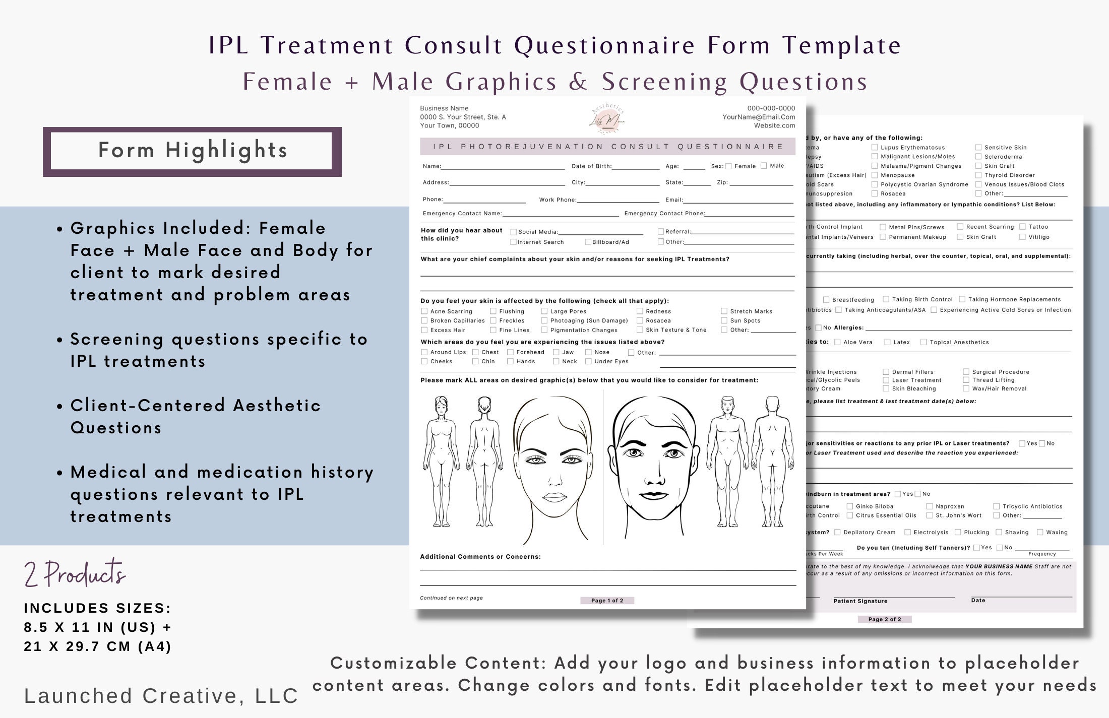 IPL Photofacial Intake Questionnaire Intense Pulsed Light - Etsy