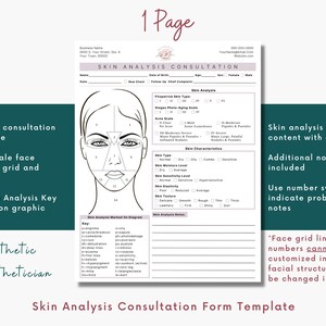 Skin Analysis Consultation Form Template Esthetician | Etsy