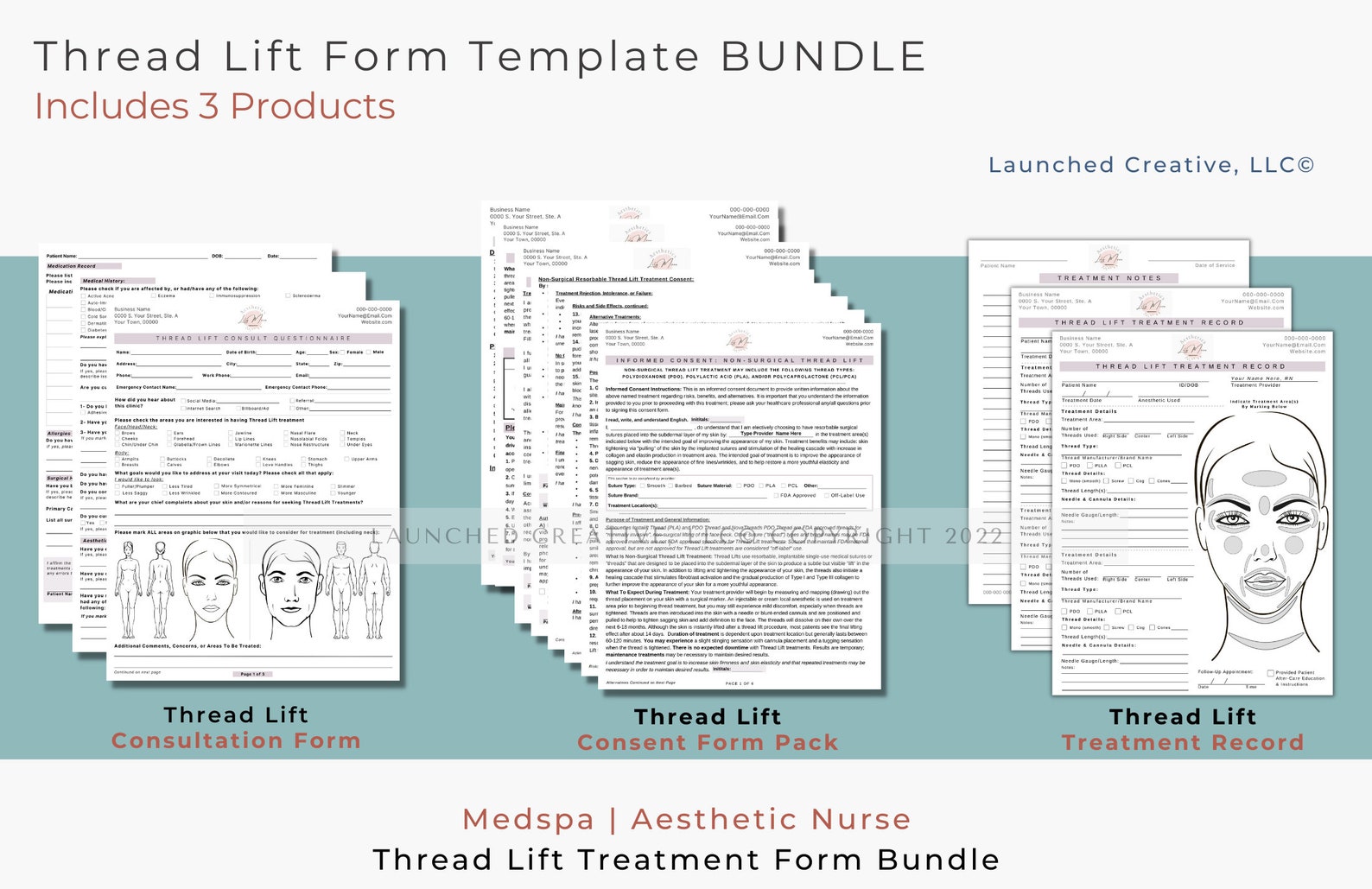 Thread Lift Form Bundle Threadlift Consent PDO Thread Consult Thread ...