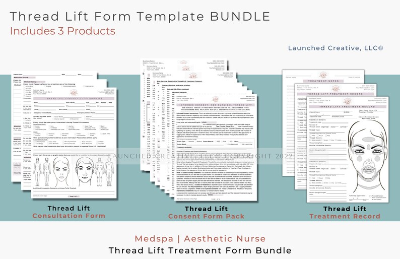 Thread Lift Form Bundle Threadlift Consent PDO Thread Consult Thread ...