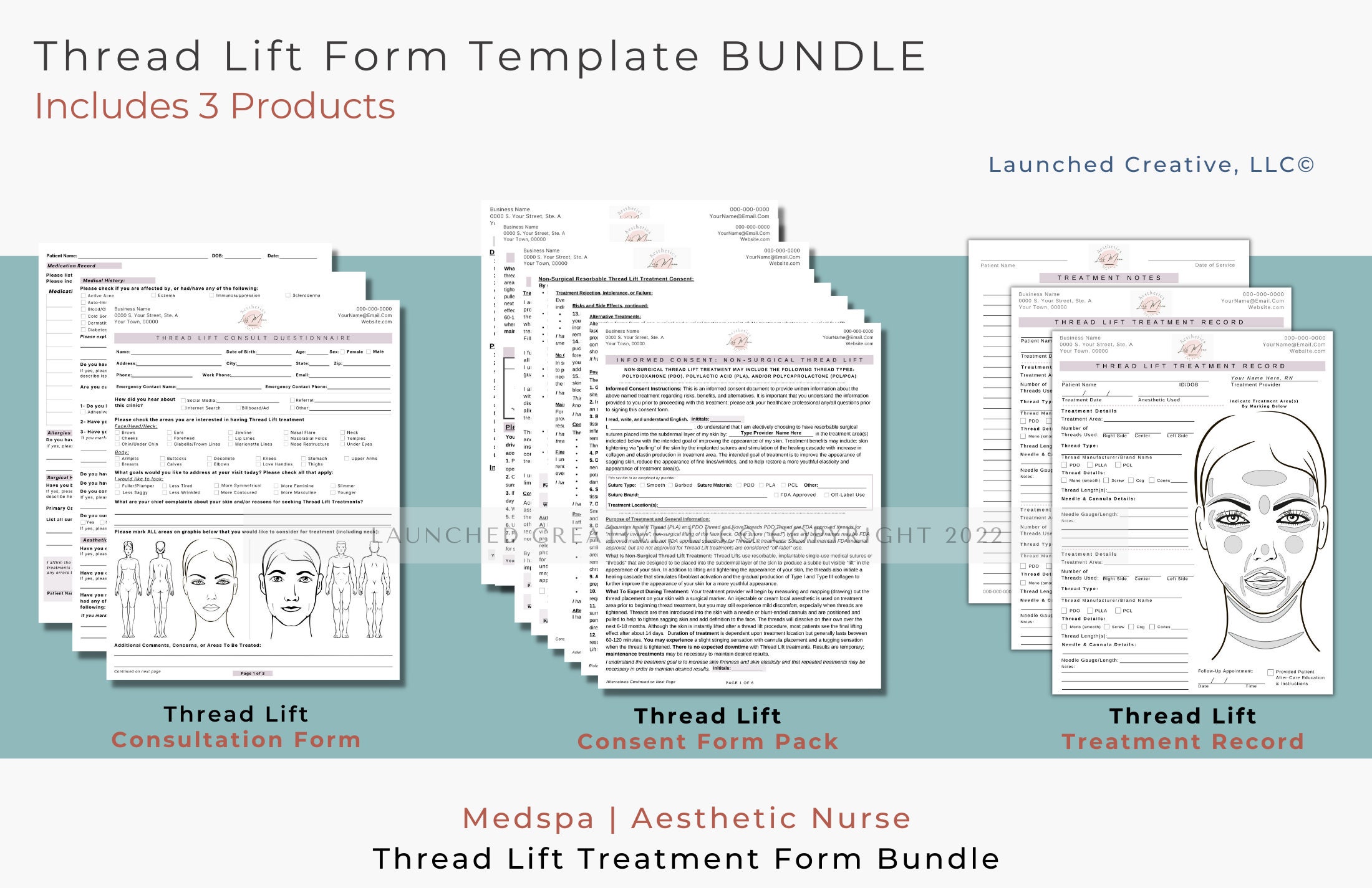 Thread Lift Form Bundle Threadlift Consent PDO Thread Consult Thread ...