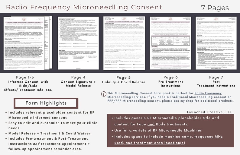 Radio Frequency Microneedling Consent Template RF Microneedle Consent ...