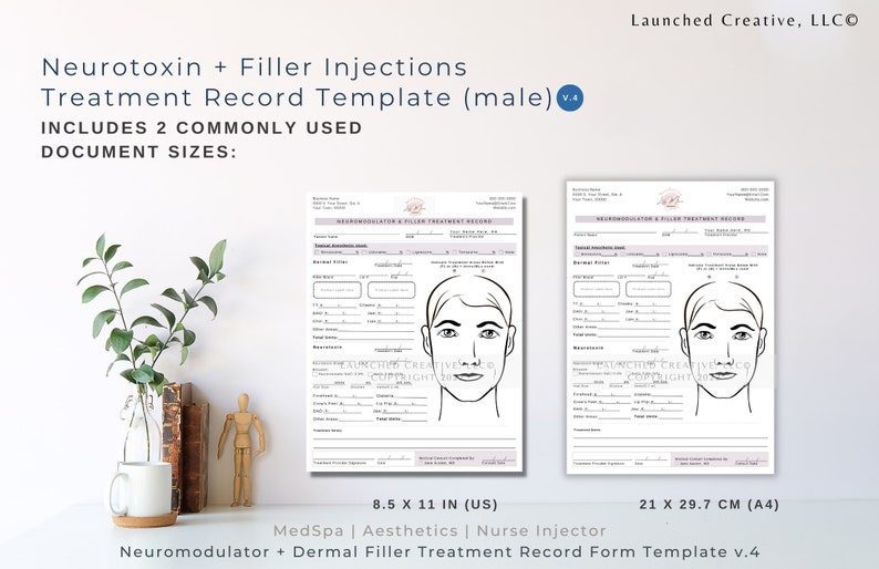 Male Filler Neurotoxin Injection Treatment Record Form Template ...