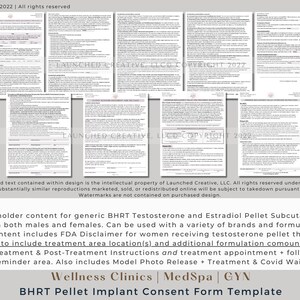 BHRT Pellet Implant Form Bundle Testosterone Pellet Estrogen Pellet ...