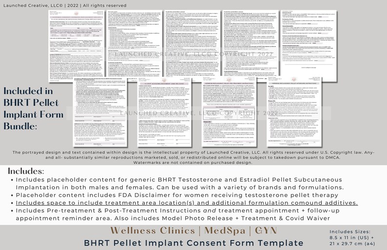 BHRT Pellet Implant Form Bundle Testosterone Pellet Estrogen Pellet ...