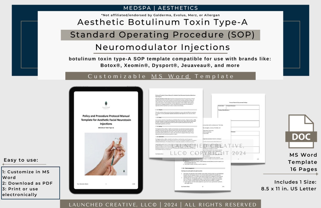 Neurotoxin Injection Standard Operating Procedure Template ...