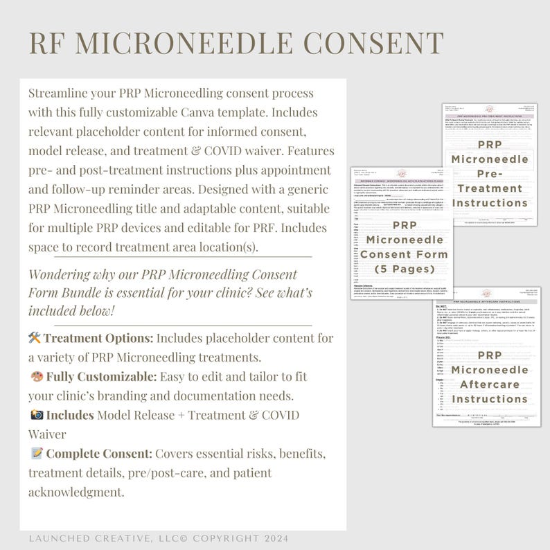 PRP Microneedling Consent Template | Vampire Facial PRP Consent ...