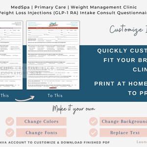 Weight Loss Injection Intake Questionnaire Form Template | Semaglutide ...