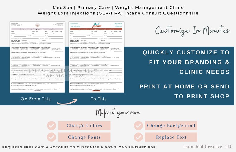 Weight Loss Injection Intake Questionnaire Form Template | Semaglutide ...