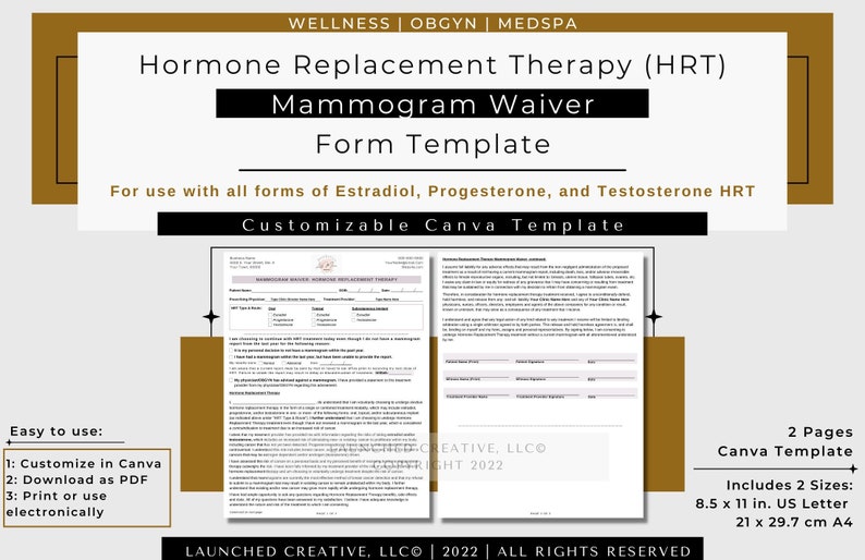 Hormone Replacement Therapy Mammogram Waiver Form | HRT Pellet Waiver ...