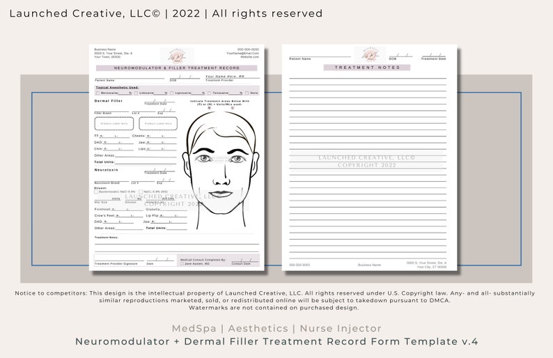 Male Filler Neurotoxin Injection Treatment Record Form Template ...