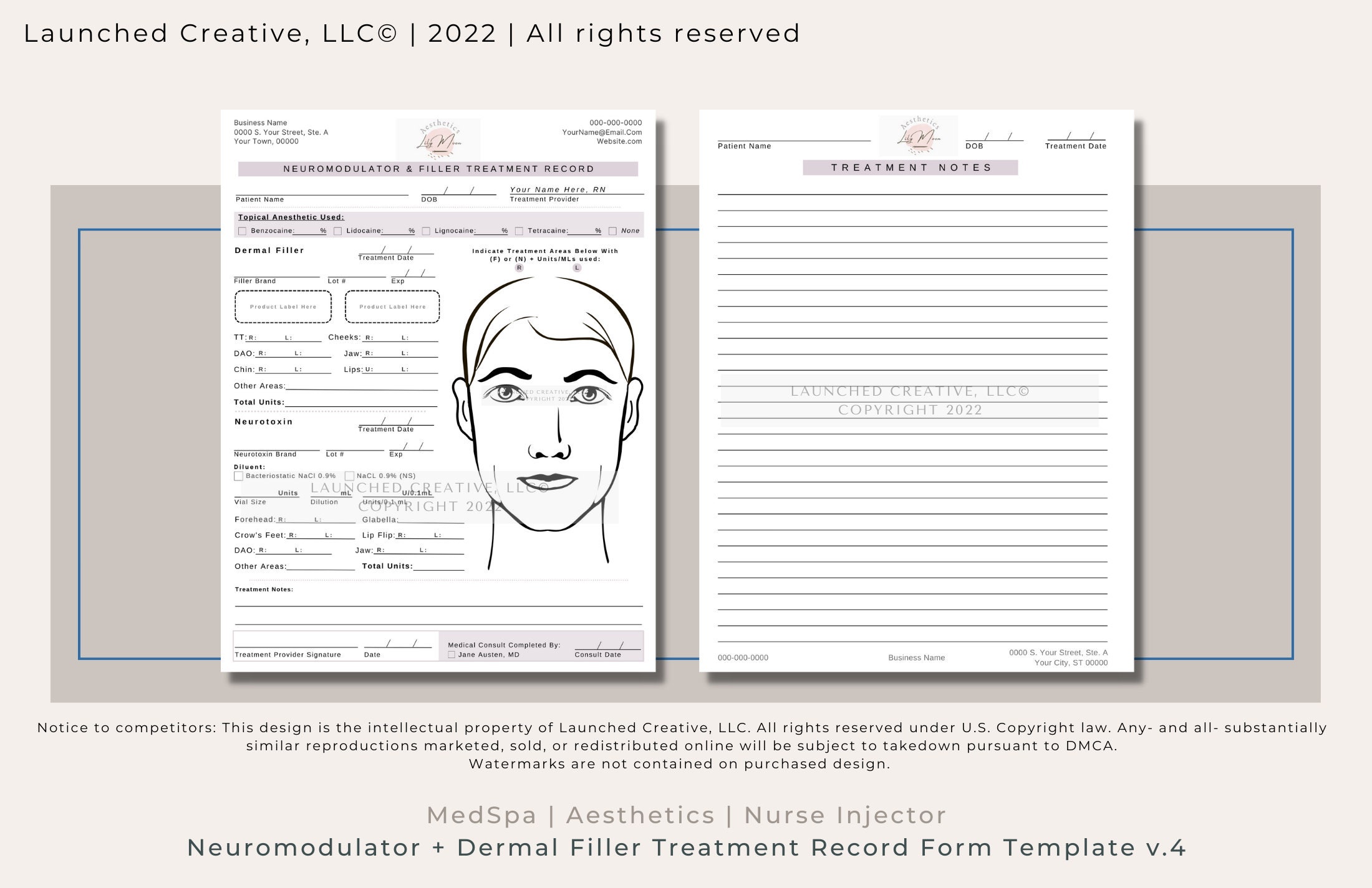 Male Filler Neurotoxin Injection Treatment Record Form Template ...