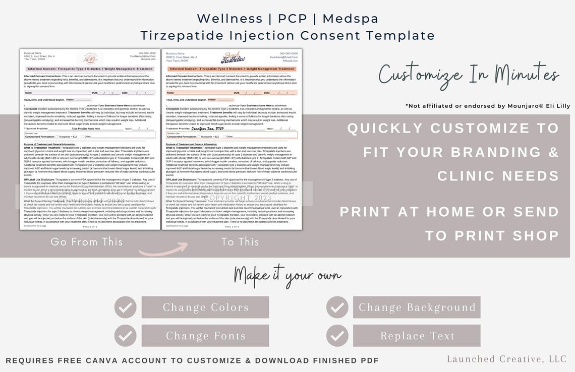 Tirzepatide Weight Loss Injection Consent Form Template | Tirzepatide ...