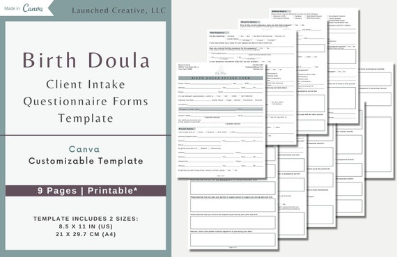 Birth Doula Intake Questionnaire Form Template Birth Doula - Etsy