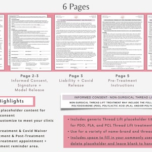 Thread Lift Consent Form Template PDO Thread Lift Silhouette | Etsy UK