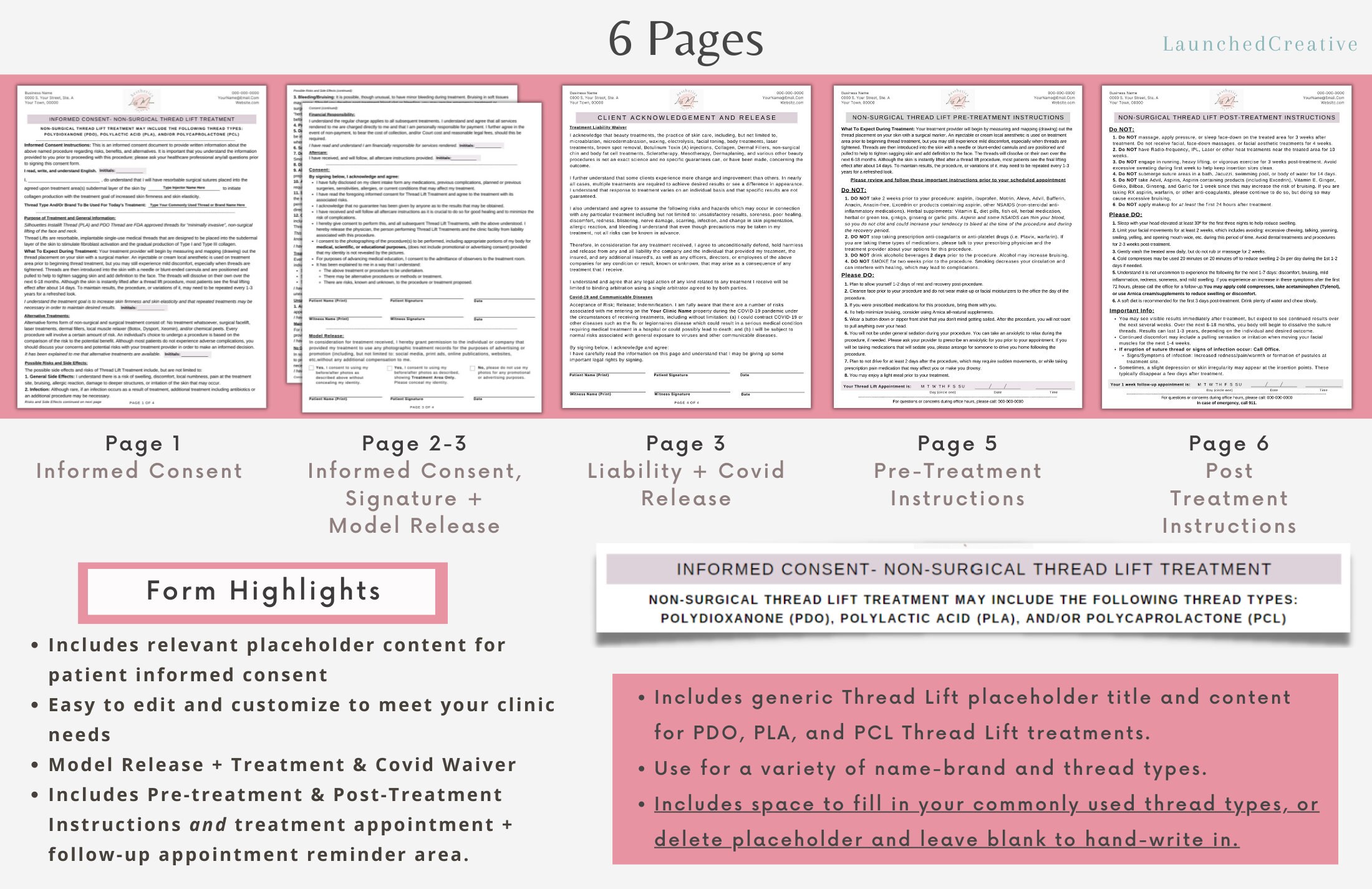Thread Lift Consent Form Template PDO Thread Lift Silhouette | Etsy UK