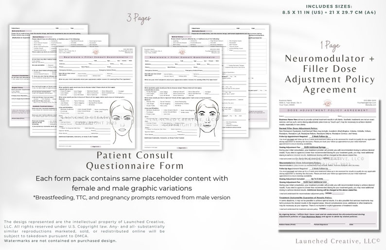 Filler & Neurotoxin Treatment Form Bundle V2 | Botox Filler Hyalase ...