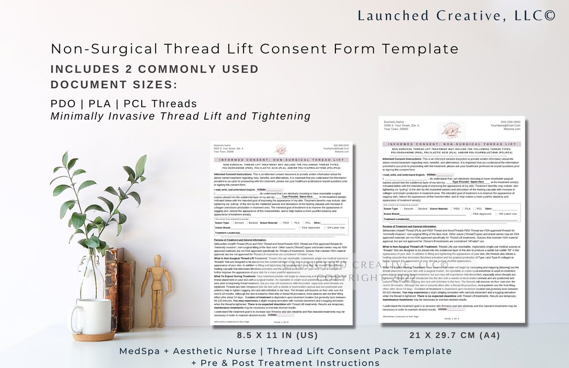 Thread Lift Consent Form Template | PDO Thread Lift Silhouette ...