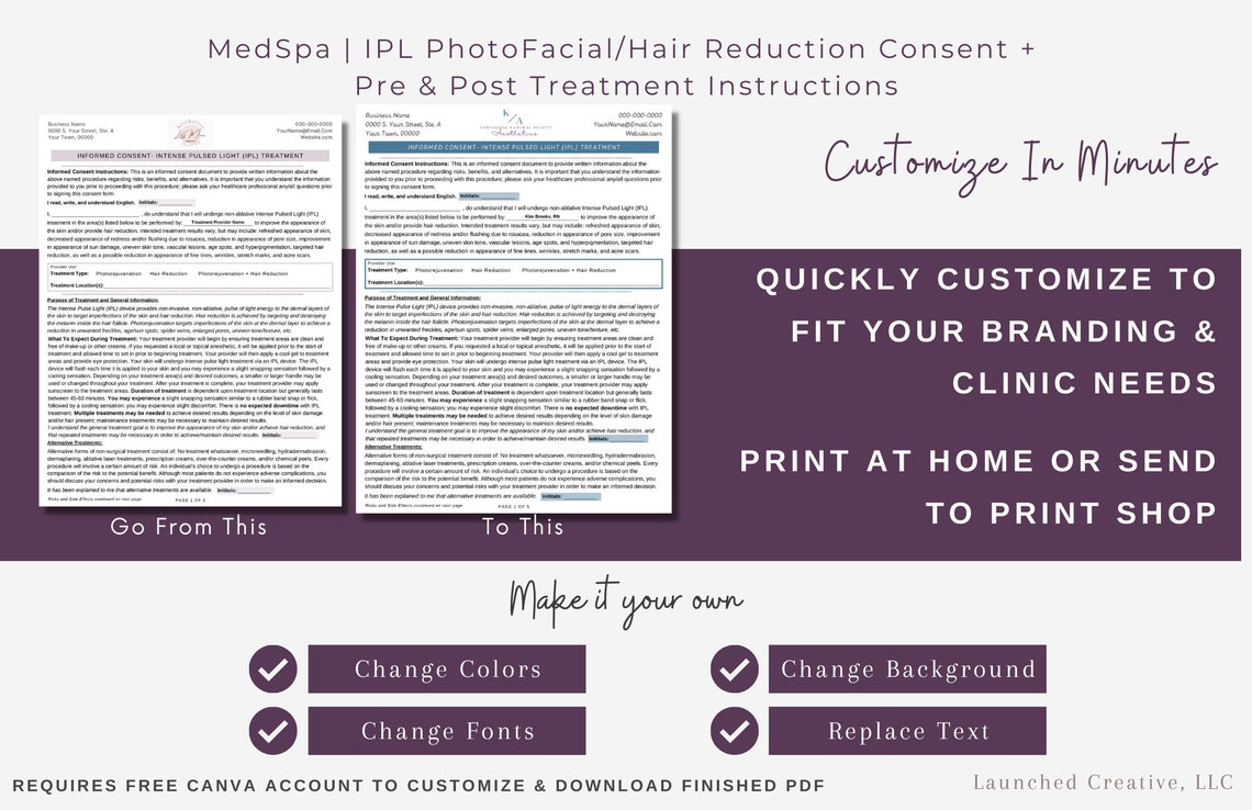 IPL Photofacial Consent Form Intense Pulsed Light Consent - Etsy